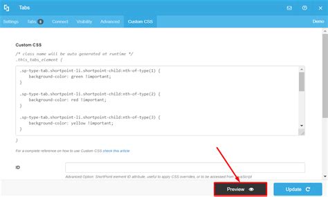How To Set A Separate Color For Each Tab Of Shortpoint Tabs Design