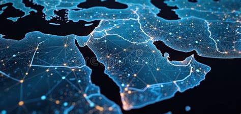 Digital Map Shows Saudi Arabia Mena Region Network Connectivity