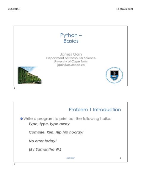 Csc1005f Basics 1 Pdf Python Programming Language Integrated Development Environment