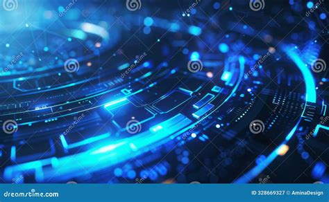 Futuristic Digital Background With Blue Color Glowing Elements And Interconnected Circuits