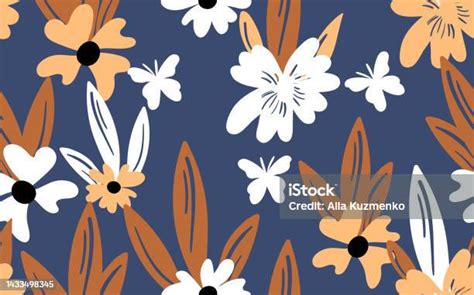 전통적인 민속 예술 장식을 기반으로 매끄러운 꽃 무늬 컬러 배경에 화려한 꽃 스칸디나비아 스타일 스웨덴 북유럽 스타일 벡터 그림입니다 심플한 미니멀패턴 그리기에 대한 스톡