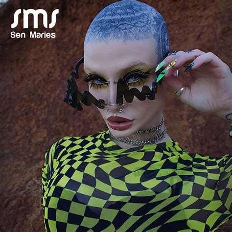 Luxury Wave Punk Sunglasses Women Rimless Sun Glas Vicedeal