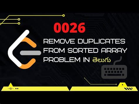Remove Duplicates From Sorted Array Leetcode 26 In Telugu YouTube