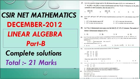 Csir Net Mathematicsdec 2012linear Algebrapart Bcomplete