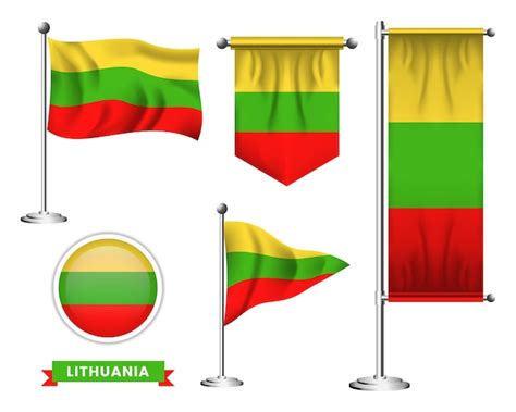 Conjunto vectorial de la bandera nacional de lituania en varios diseños