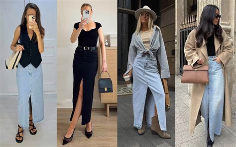 С чем носить длинную джинсовую юбку 55 фото