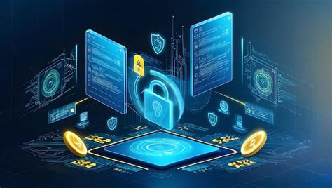 Innovative Cybersecurity Digital Interface With Modern Blue And Yellow Design Premium Ai