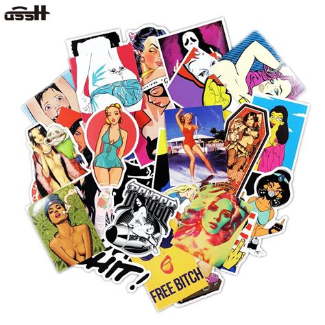 51 Pcs Graffiti Pvc Adhesive Adult Sticker Vulgar For Diy Skateboard