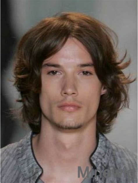 Auburn Lace Front Straight Chin Length Human Hair Mens Wigs