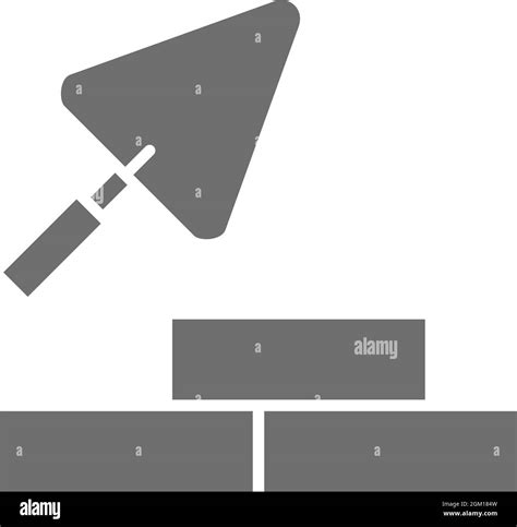 Bricks With Building Trowel Brickwork Grey Icon Stock Vector Image