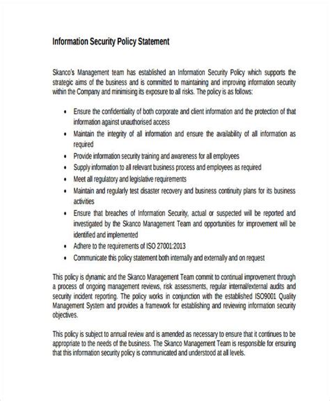Security Statement Examples To Download
