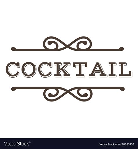 Cocktail Text Label Stroke Royalty Free Vector Image