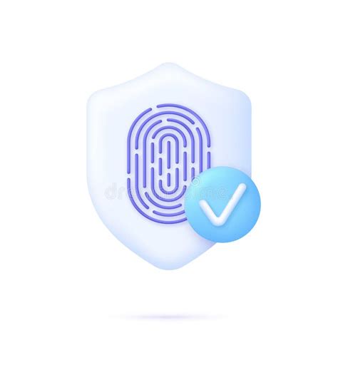 3d Biometric Fingerprint Password Shield Fingerprint Identification Vector Icon Touch Id