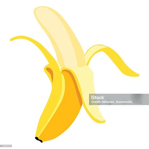 Vector Single Kartun Terkelupas Pisang Ilustrasi Stok Unduh Gambar