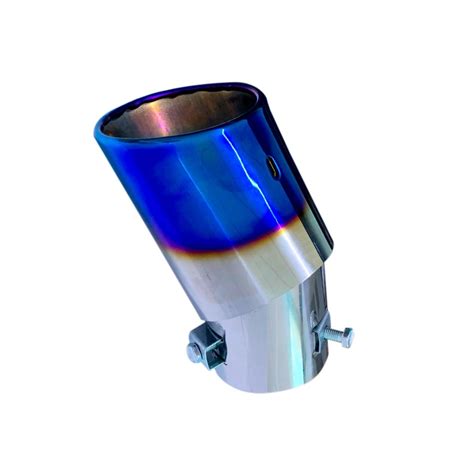 Ponteira Escapamento Esportiva Automotivo Inox Ponta Azul Curvada