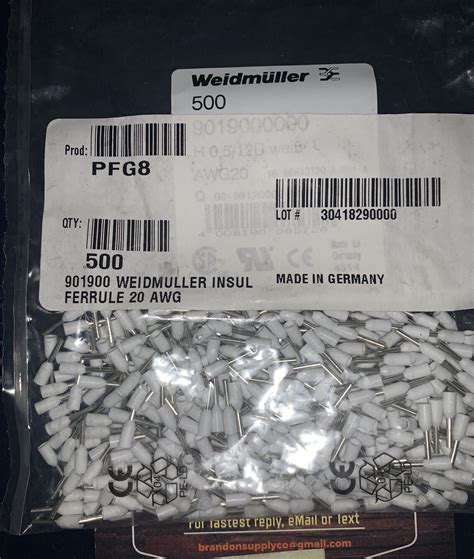 Weidmüller 9019000000 H 0 5 12D AWG20 PACK OF 500 WEIDMULLER eBay