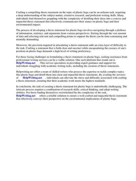Thesis Statement For Plastic Bags Pdf Plastic Recycling