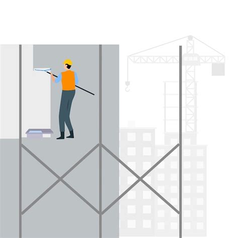 Premium Vector Construction Worker Building Vector Illustration In