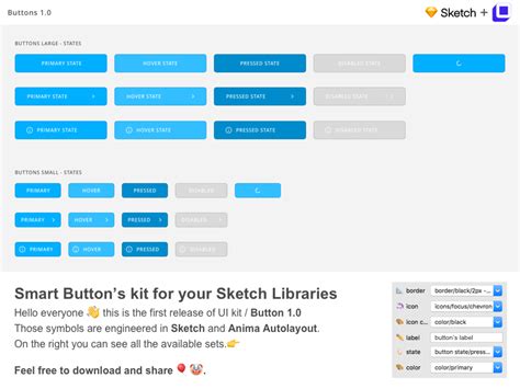 Smart Buttons Sketch Freebie Download Free Resource For Sketch Sketch App Sources