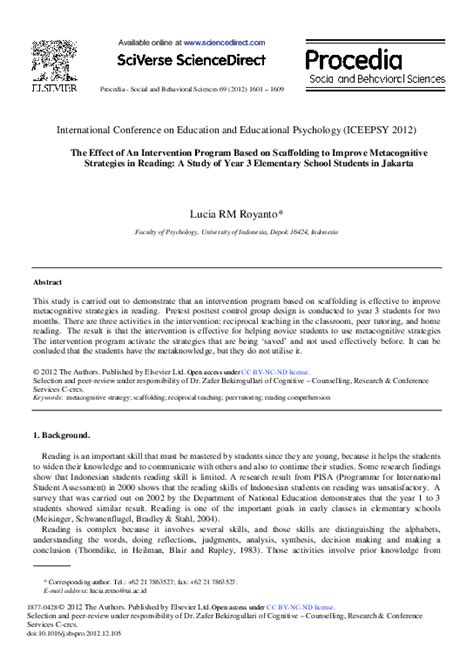 pdf the effect of an intervention program based on scaffolding to