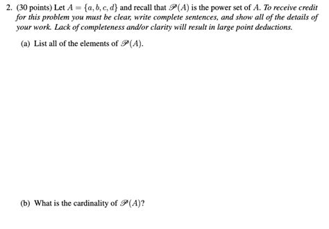 Solved 2 30 Points Let A Abcd And Recall That Pa
