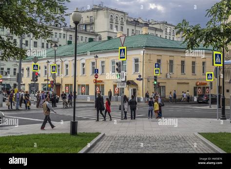 Russia, Moscow. Maroseika and Pokrovka streets after restoration Stock ...