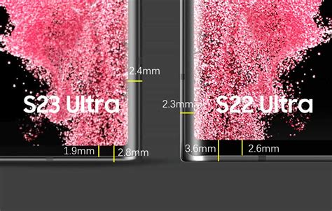 Galaxy S22 Ultra S23 Ultra Side By Side Bezel Comparison