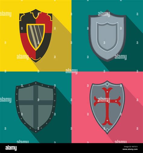 Shields Banners Set Flat Style Stock Vector Image And Art Alamy