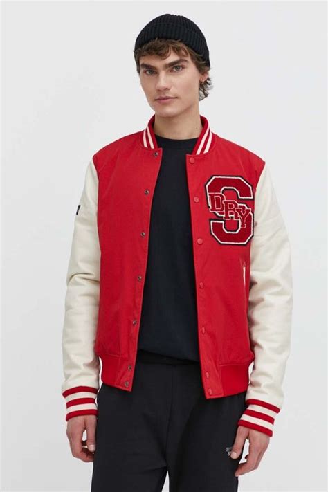 Куртка-бомбер Superdry чоловічий колір червоний зимова | ANSWEAR.ua