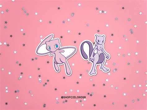 Mew Sticker Mewtwo Sticker Waterproof Vinyl Decal Etsy