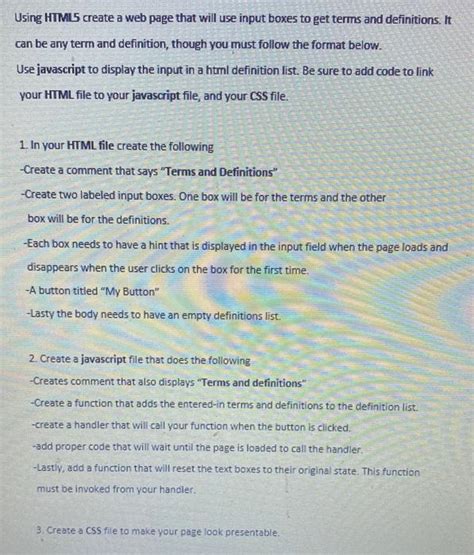 Solved Using Htmls Create A Web Page That Will Use Input