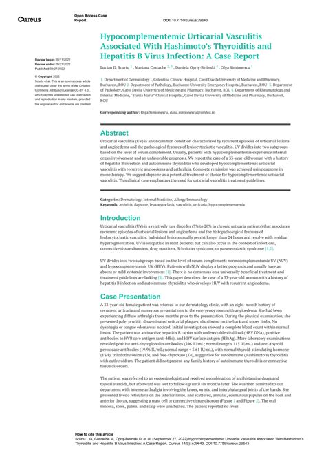 Pdf Hypocomplementemic Urticarial Vasculitis Associated With