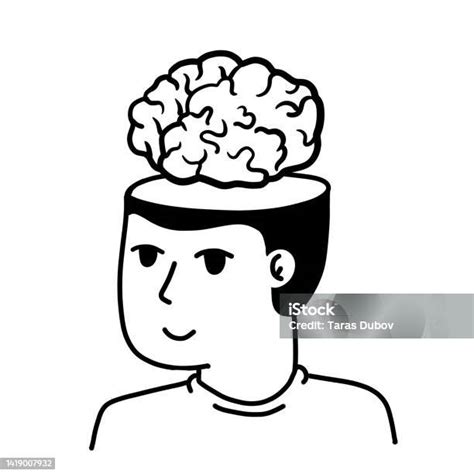 열린 마음을 가진 사람 지식과 학습의 개념 빈 머리에 뇌 심리적 발달 개요 만화 일러스트 레이 션 플랫 디자인에 대한 스톡 벡터 아트 및 기타 이미지 Istock
