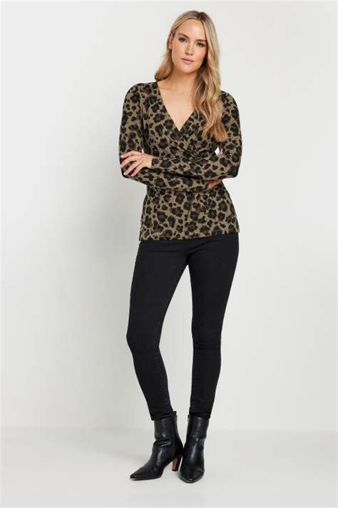 LTS Tall Brown Leopard Print Long Sleeve Wrap Top Long Tall Sally