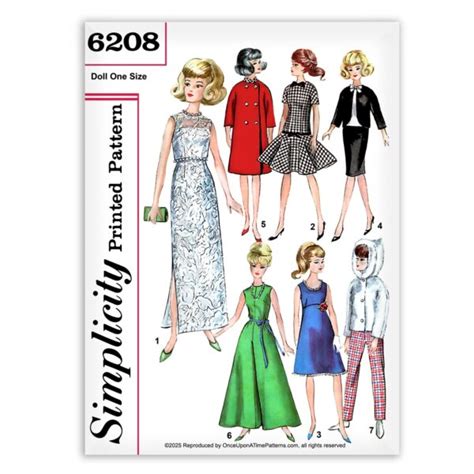Simplicity 6208 Barbie Evening Dress Suit Coat Clothing Sewing Pattern