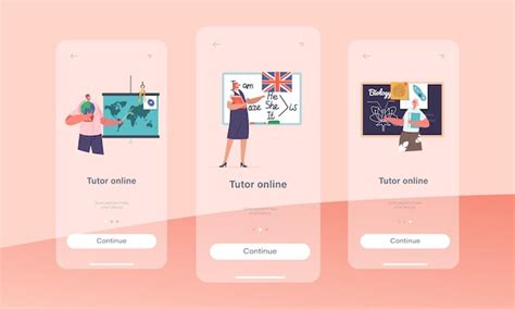 Premium Vector Tutor Online Mobile App Page Onboard Screen Template Teachers Stand At