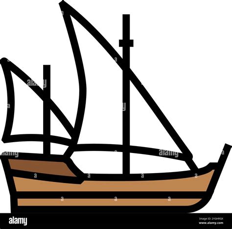 Caravel Ancient Ship Color Icon Vector Illustration Stock Vector Image