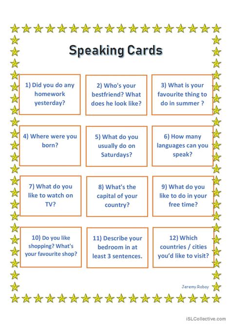 Speaking Cards For Beginners Vocabul… English Esl Worksheets Pdf And Doc
