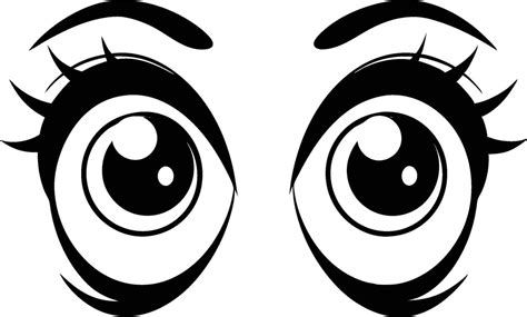 Cartoon Eyes Large Expressive Eyes Black And White Illustration