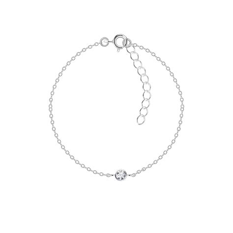 925 Silver Jewelry 3mm Round Cubic Zirconia Silver Bracelet 20117