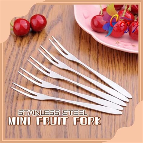 1 Pcs Stainless Steel Fruit Fork Mini Fork Thick Tableware Two Tooth Small Fork Snack Dessert