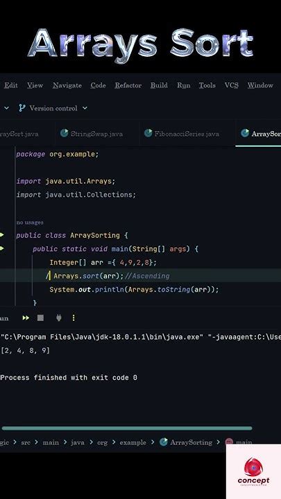 Sort Array Element Using Built In Method Shorts Youtubeshorts Java