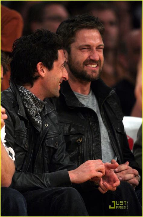 Photo Gerard Butler Adrien Brody Lets Go Lakers Photo Just Jared Entertainment News