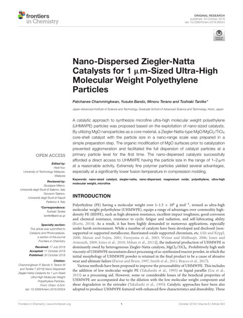 Pdf Nano Dispersed Ziegler Natta Catalysts For 1 μm Sized Ultra High