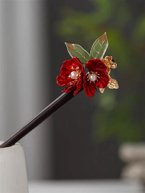 Rouge Hair Stick Vintage Chinese Hair Pin Wooden Ancient Hair