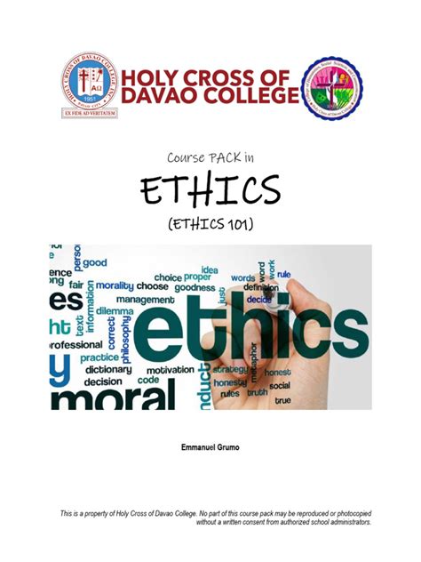 Ethics Course Pack Pdf Natural Law Morality