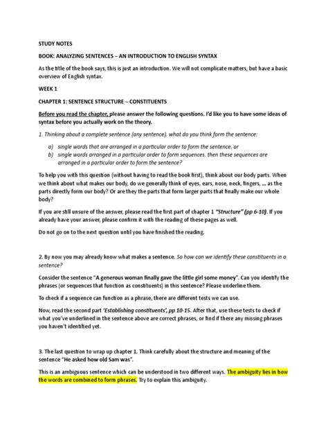 sentence analysis chapters 1 2 pdf phrase syntax