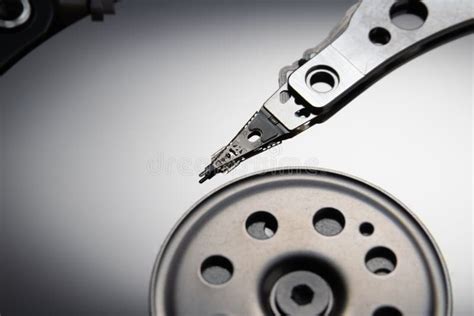 Open Hard Disk Drive The Concept Of Data Storage Data Array Magnetic Head On The Surface Of