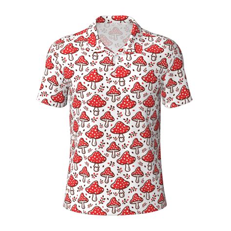 Qekee Amanita Red Mushroom For Mens Polo Shirts Casual Short Sleeve