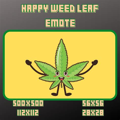 Happy Weed Leaf Emote Sub Badge Twitch Youtube Discord